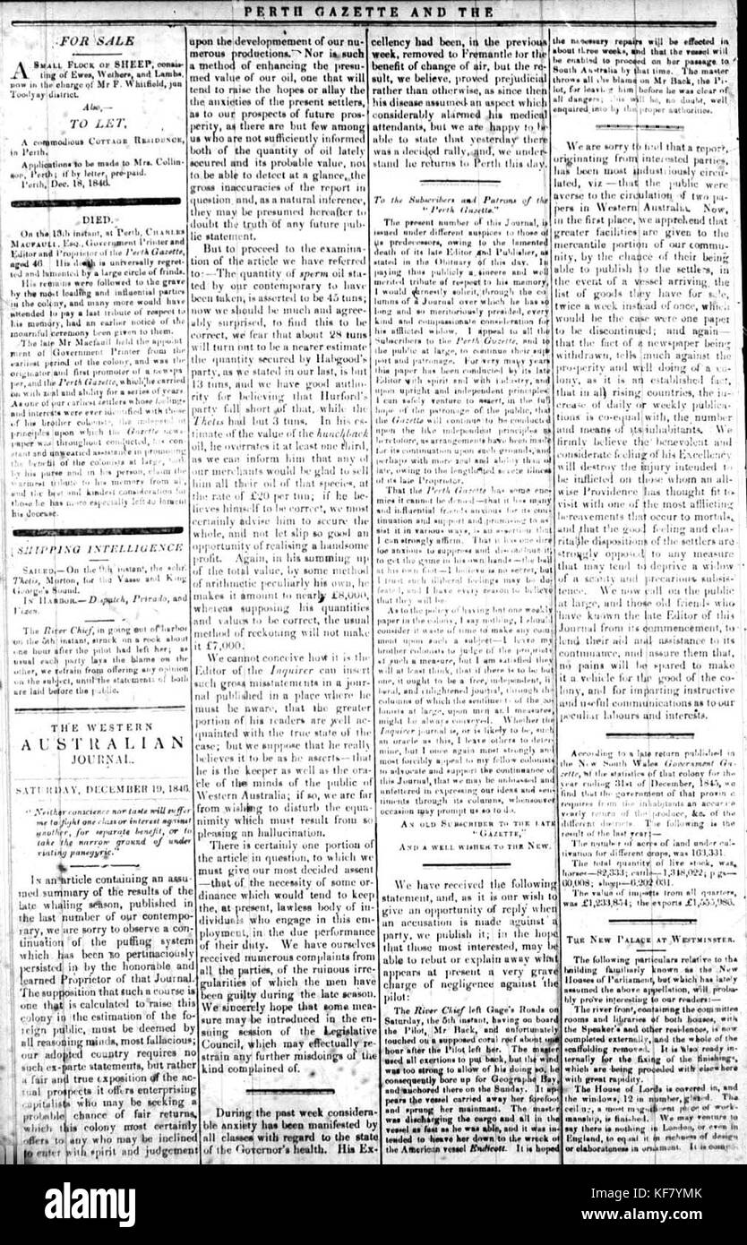 PerthGazette 1846 12 19 Stock Photo - Alamy