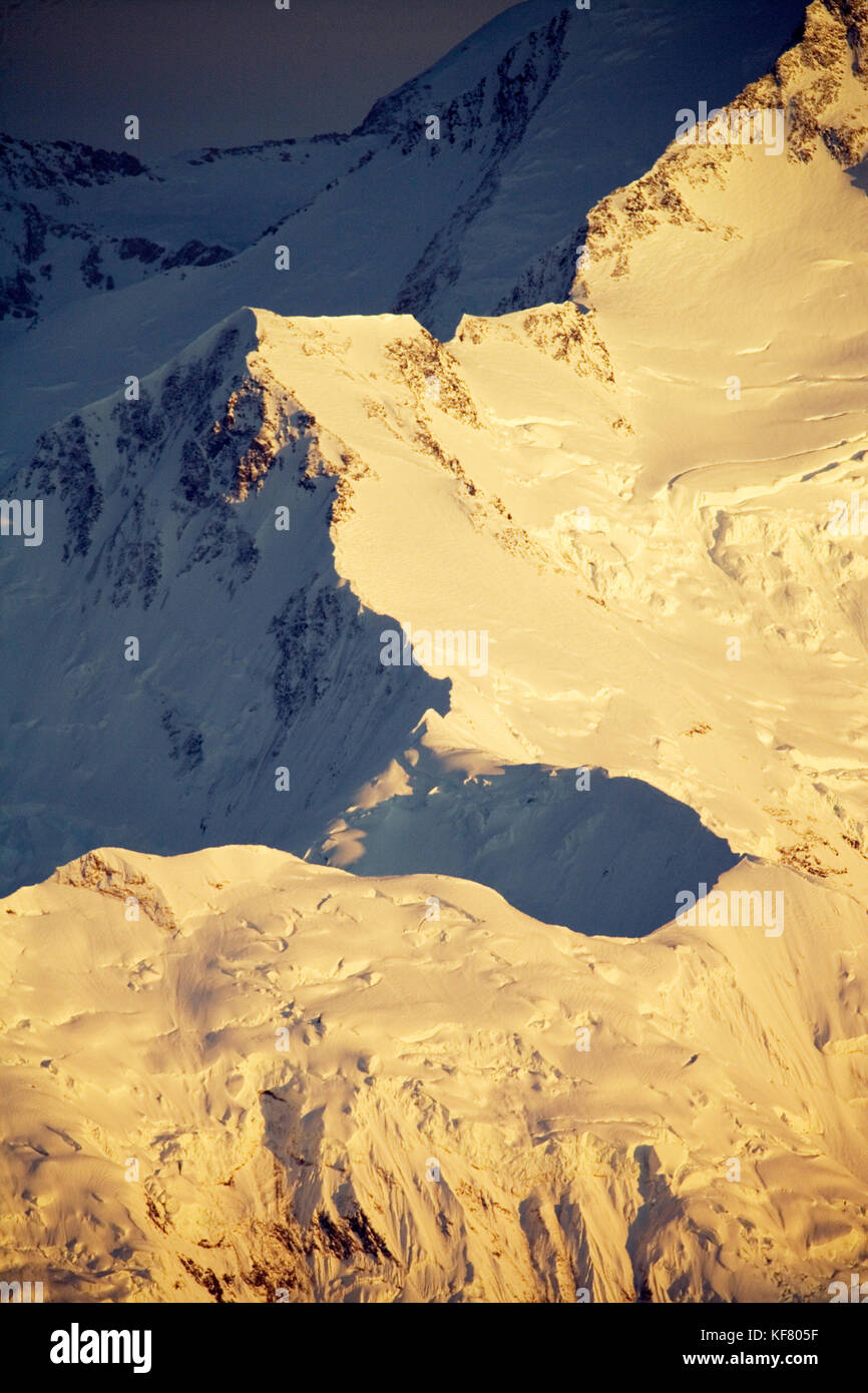 USA, Alaska, a view of a snow covered ridge on Mount Denali, Denali ...