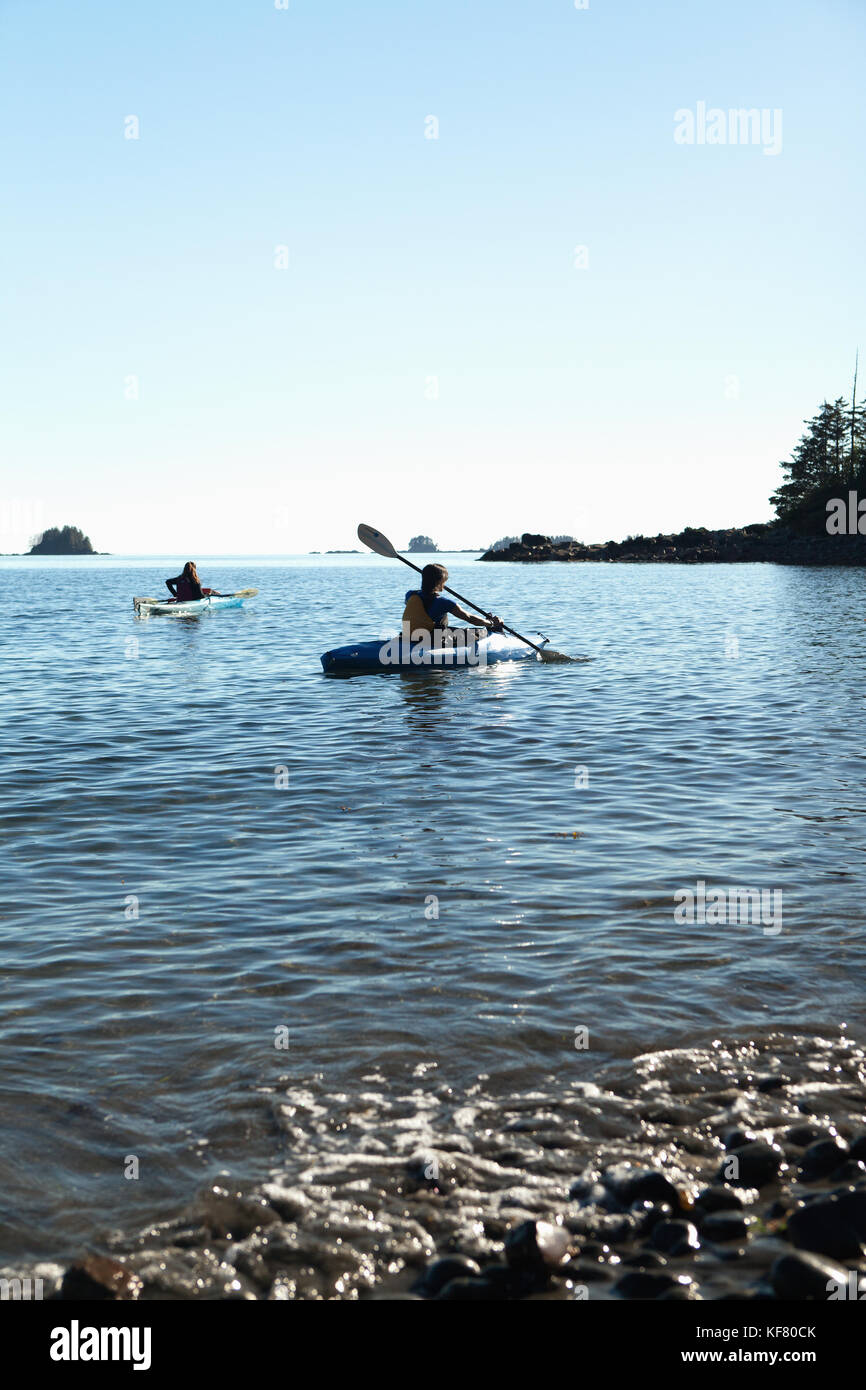 USA, Alaska, Sitka, kayakers in Halibut Cove, Sitka Sound Stock Photo ...