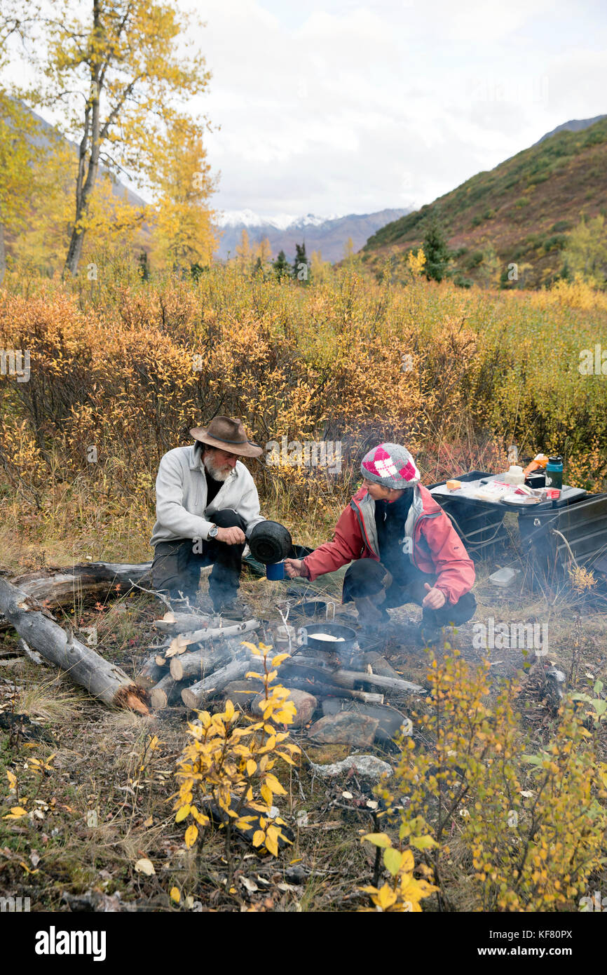 USA, Alaska, Cantwell, Horse Pack trip into the Jack River Valley at ...