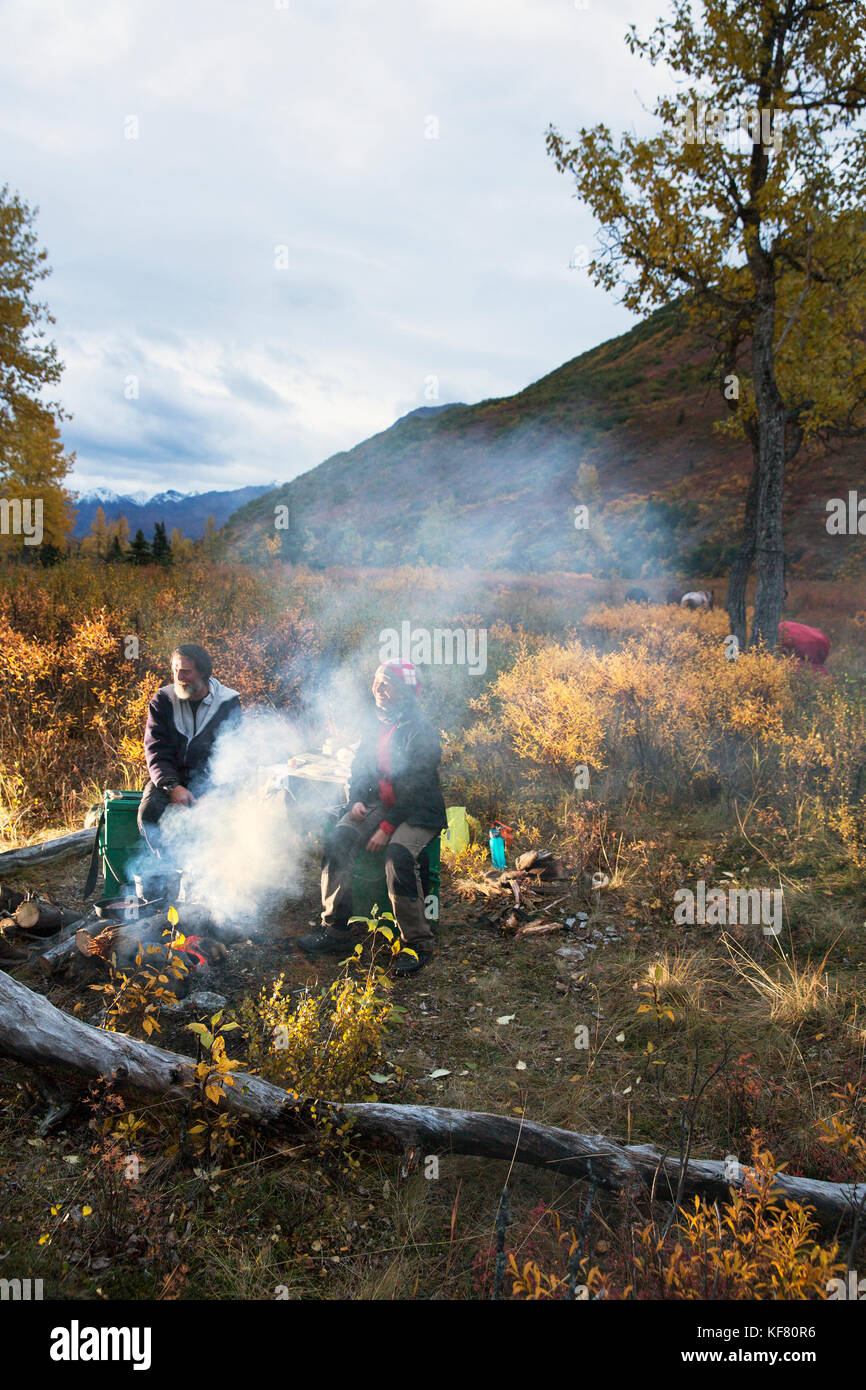 USA, Alaska, Cantwell, Horse Pack trip into the Jack River Valley at ...