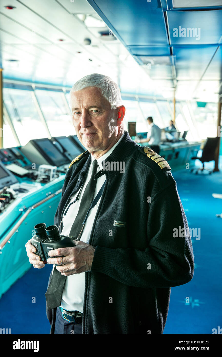 USA, Alaska, Juneau, on the bridge of the Holland America Cruise Ship ...