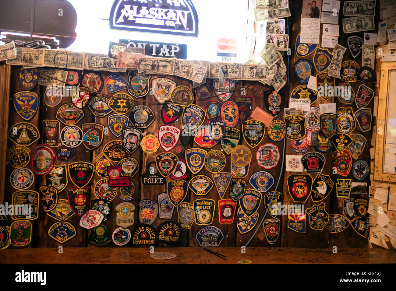 USA, Alaska, Juneau, the creatively decorated walls of the Red Dog ...