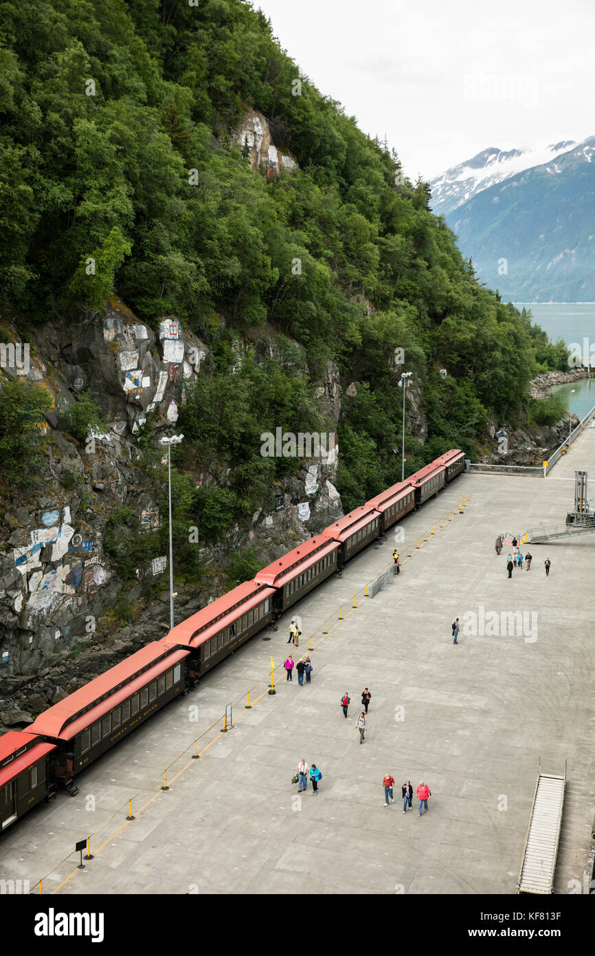USA, Alaska, Sitka, watching people walk around from aboard the White ...