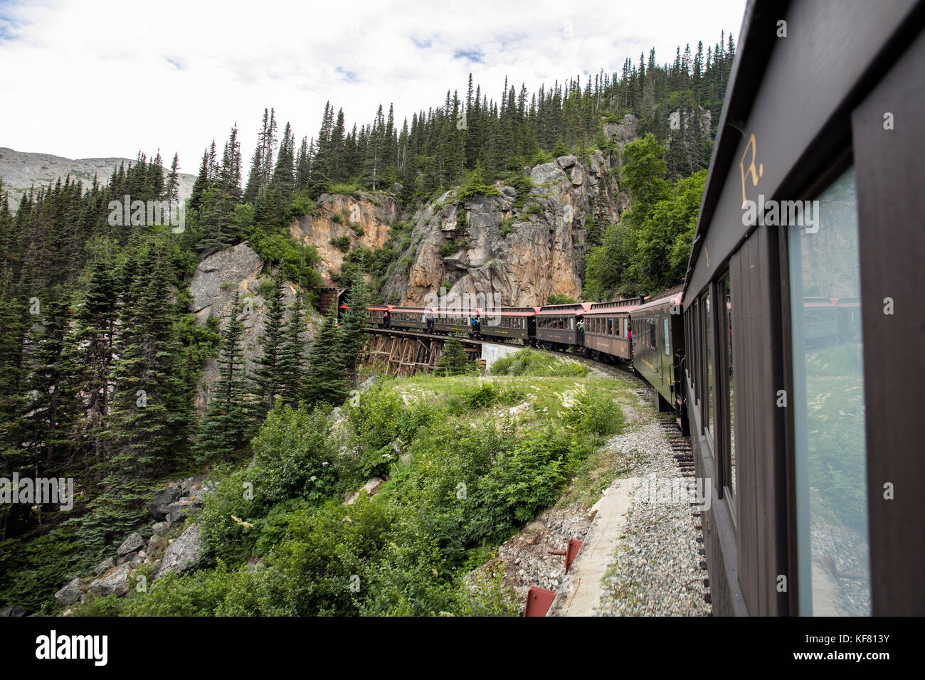 USA, Alaska, Sitka, the train speeds along the White Pass & Yukon Route ...