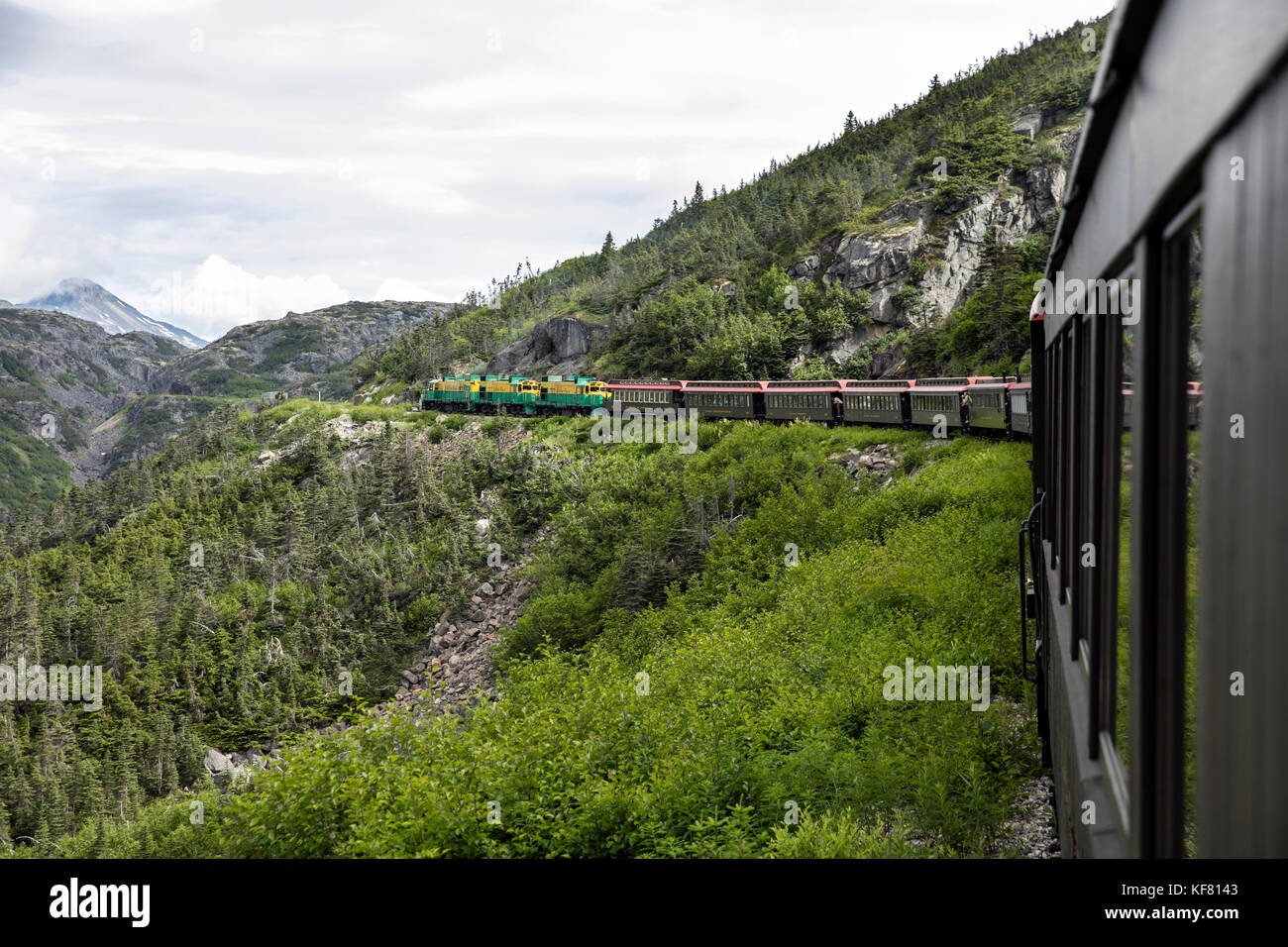 USA, Alaska, Sitka, the train speeds along the White Pass & Yukon Route ...