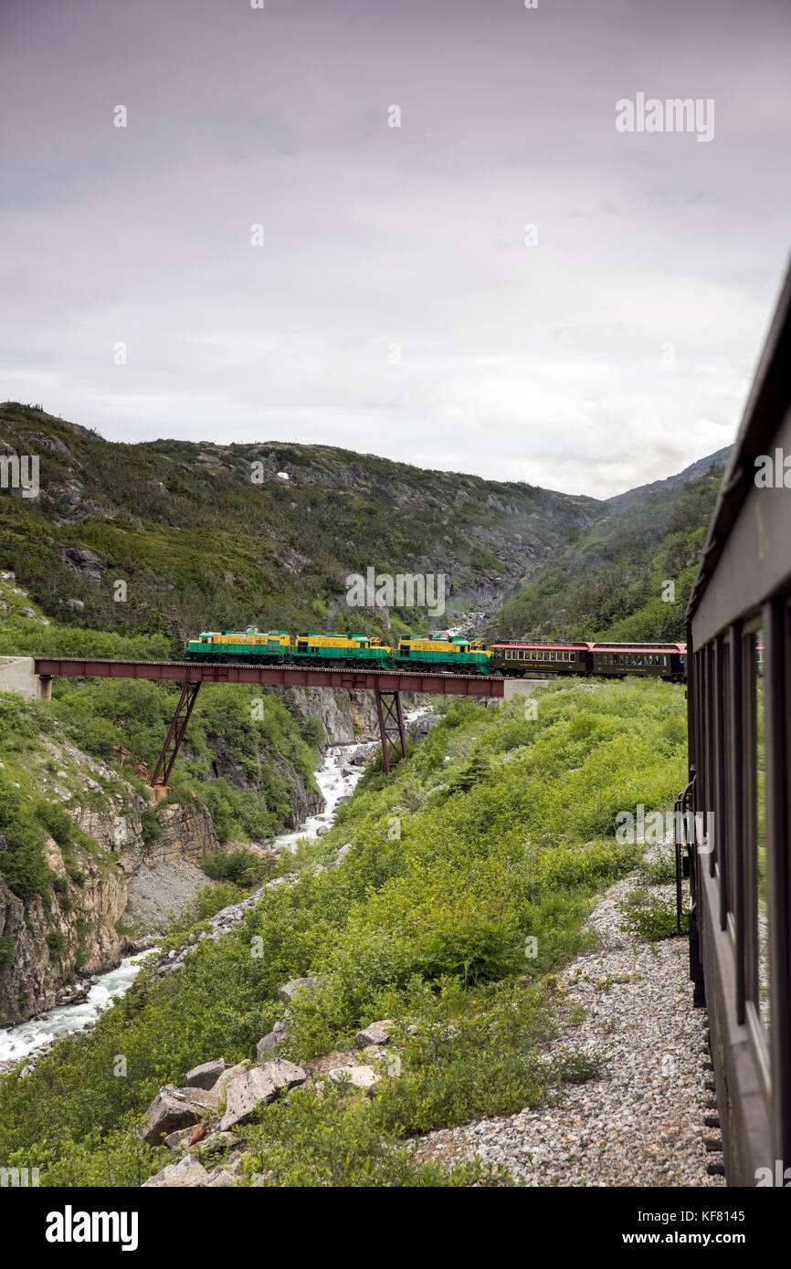 USA, Alaska, Sitka, aboard the White Pass & Yukon Route Railroad which ...