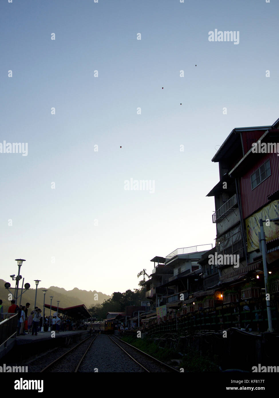 Sky Lanterns being released at Shifen Old Street, Pingxi District ...