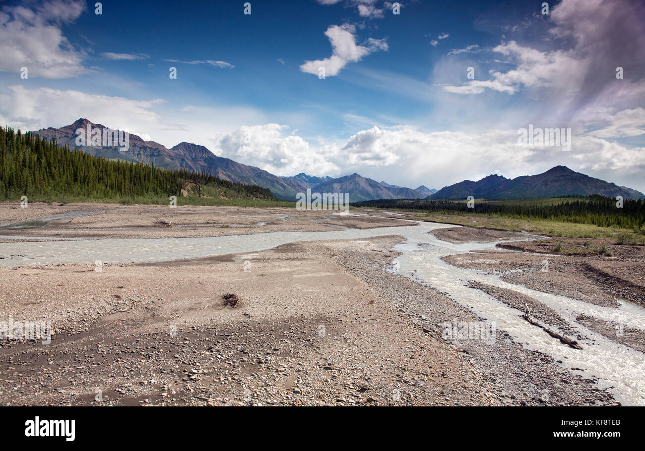 USA, Alaska, Denali, Denali National Park, the scenic Toklat River ...