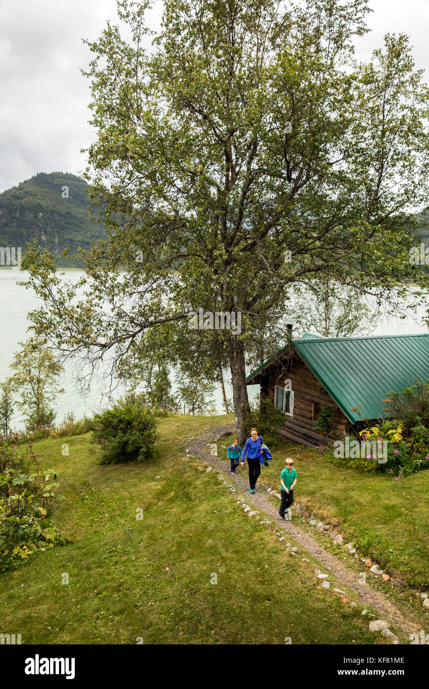 USA, Alaska, Redoubt Bay, Big River Lake, the cabins at Redoubt Bay ...