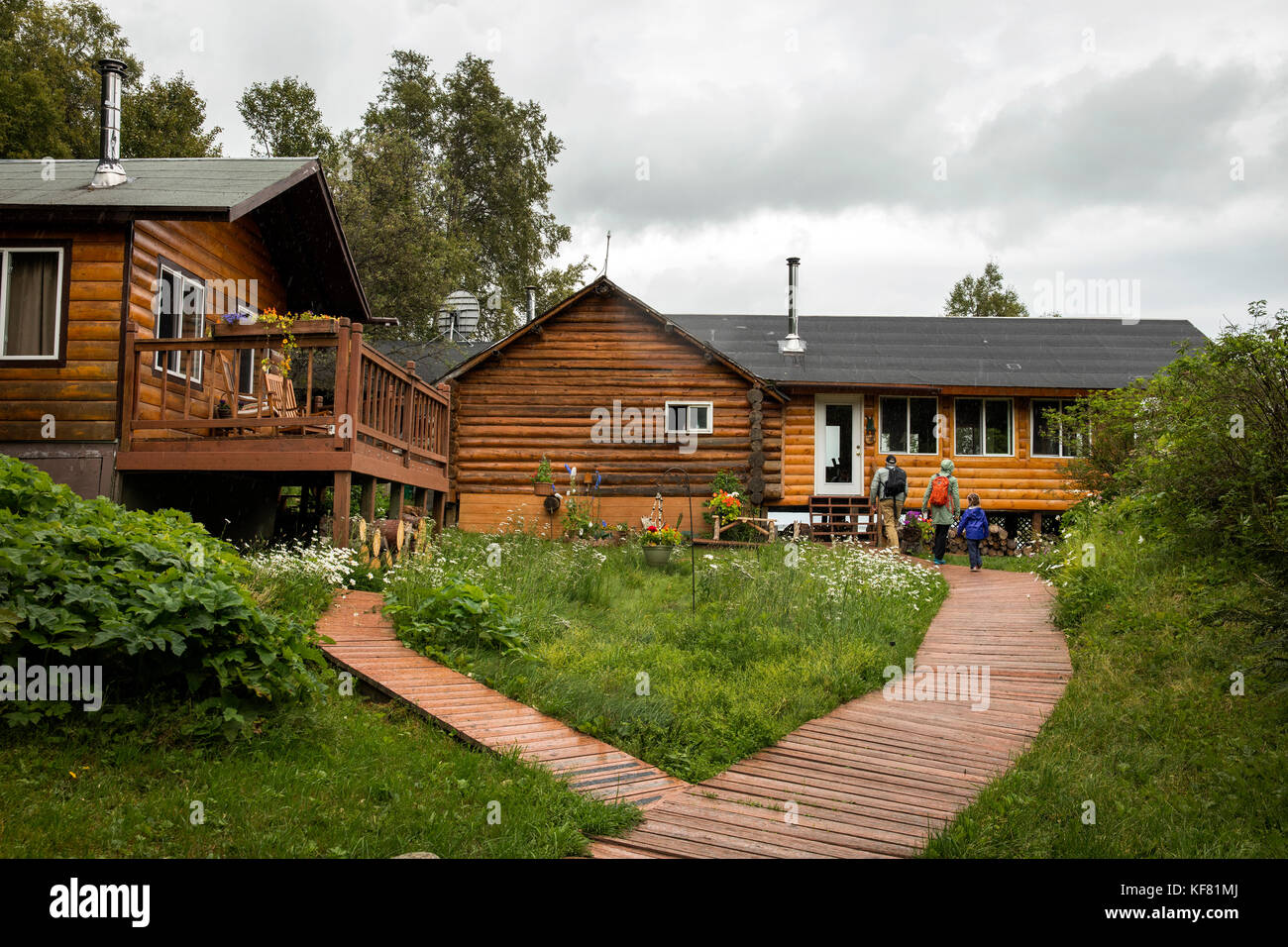 USA, Alaska, Redoubt Bay, Big River Lake, the cabins at Redoubt Bay ...