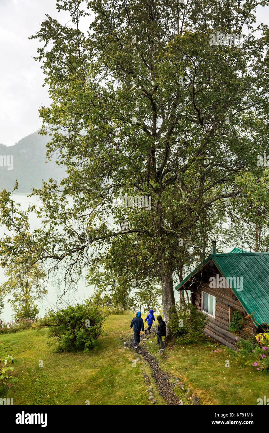 USA, Alaska, Redoubt Bay, Big River Lake, the cabins at Redoubt Bay ...