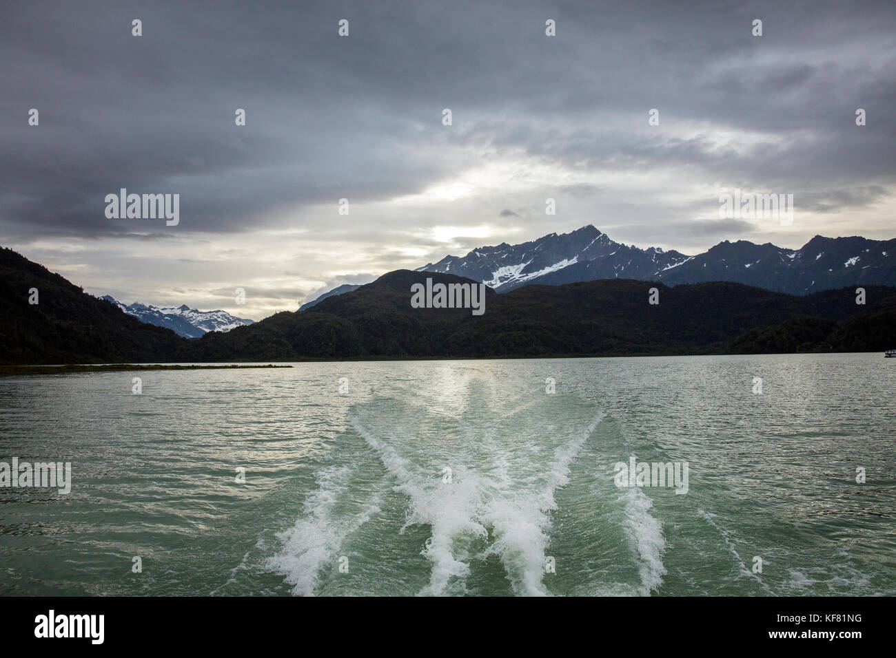 USA, Alaska, Redoubt Bay, Big River Lake, on the boat heading to ...