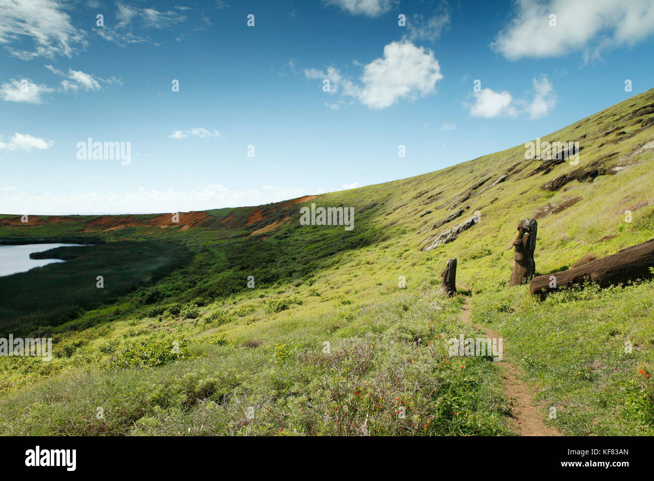EASTER ISLAND, CHILE, Isla de Pascua, Rapa Nui, Rano Raraku is a ...