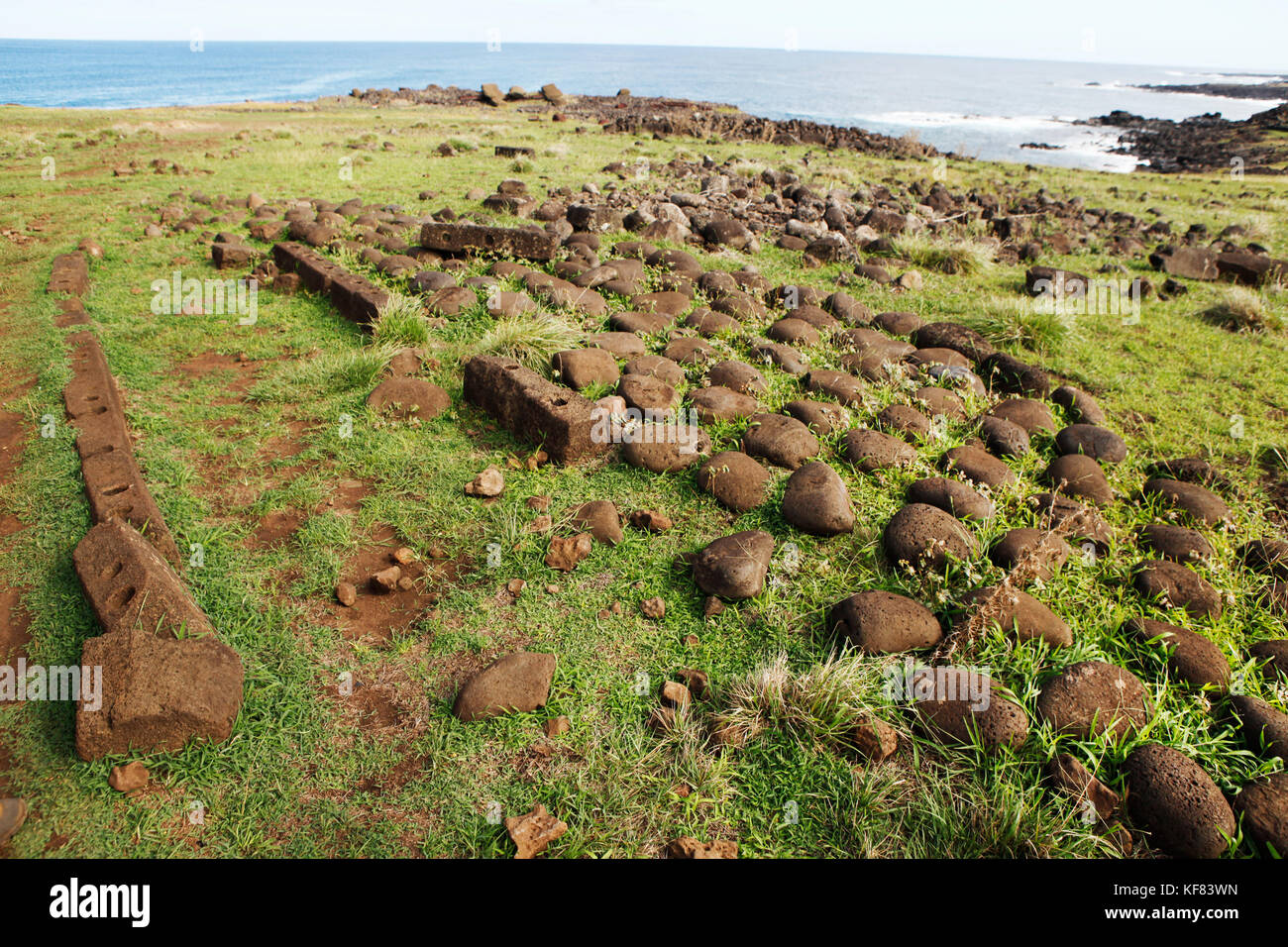 EASTER ISLAND, CHILE, Isla de Pascua, Rapa Nui, remaining rock ...