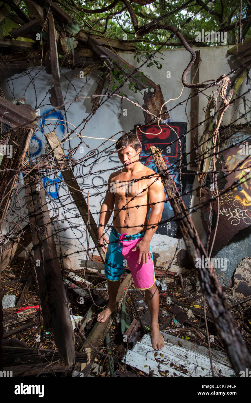 USA, Oahu, Hawaii, portrait of MMA Mixed Martial Arts Ultimate fighter ...