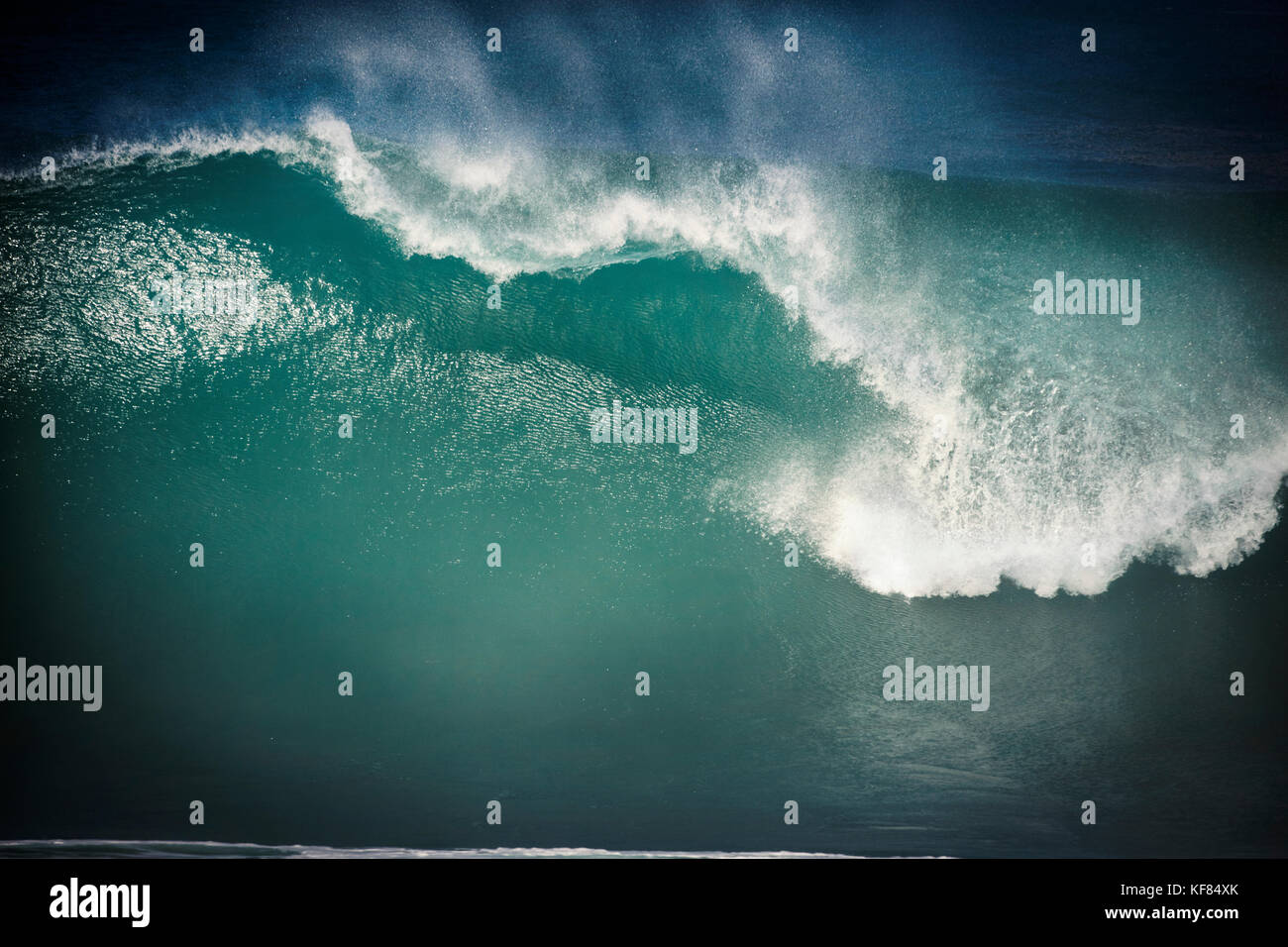HAWAII, Oahu, North Shore, waves crashing at Waimea Bay on the North ...