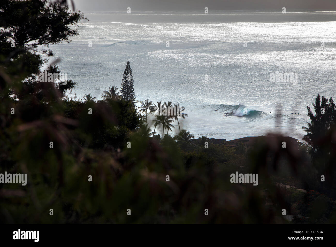 HAWAII, Oahu, North Shore, waves crashing at Waimea Bay on the North ...