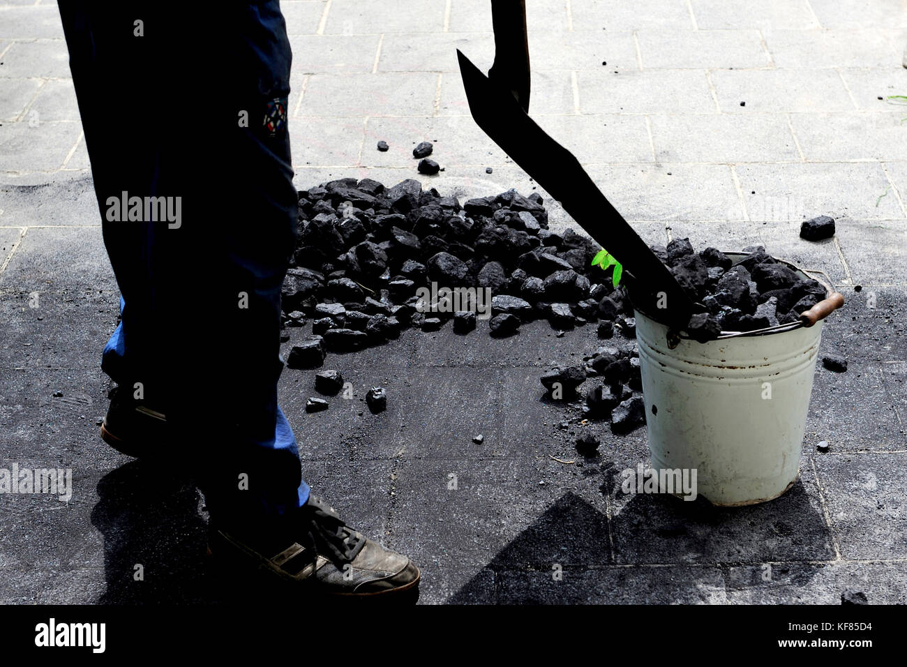 coal, unloading, burning, heating, energy, winter, daily life, people ...