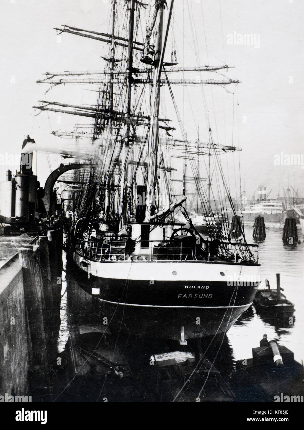 Steel hull sailing Barque Buland moored at Hamburg Docks, Germany ...