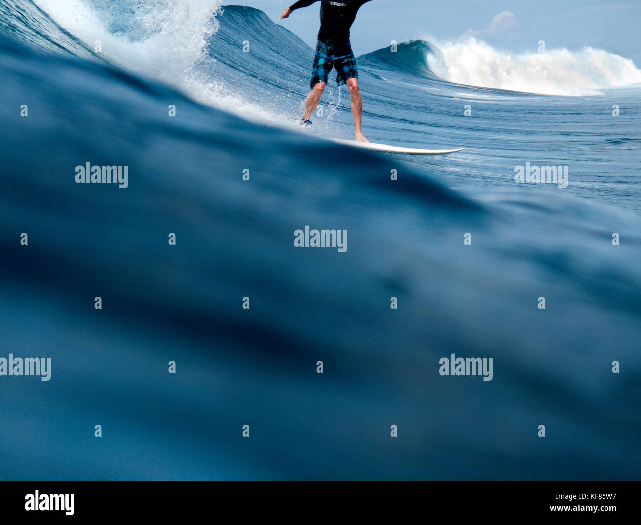 INDONESIA, Mentawai Islands, Kandui Resort, surfing a wave at ...