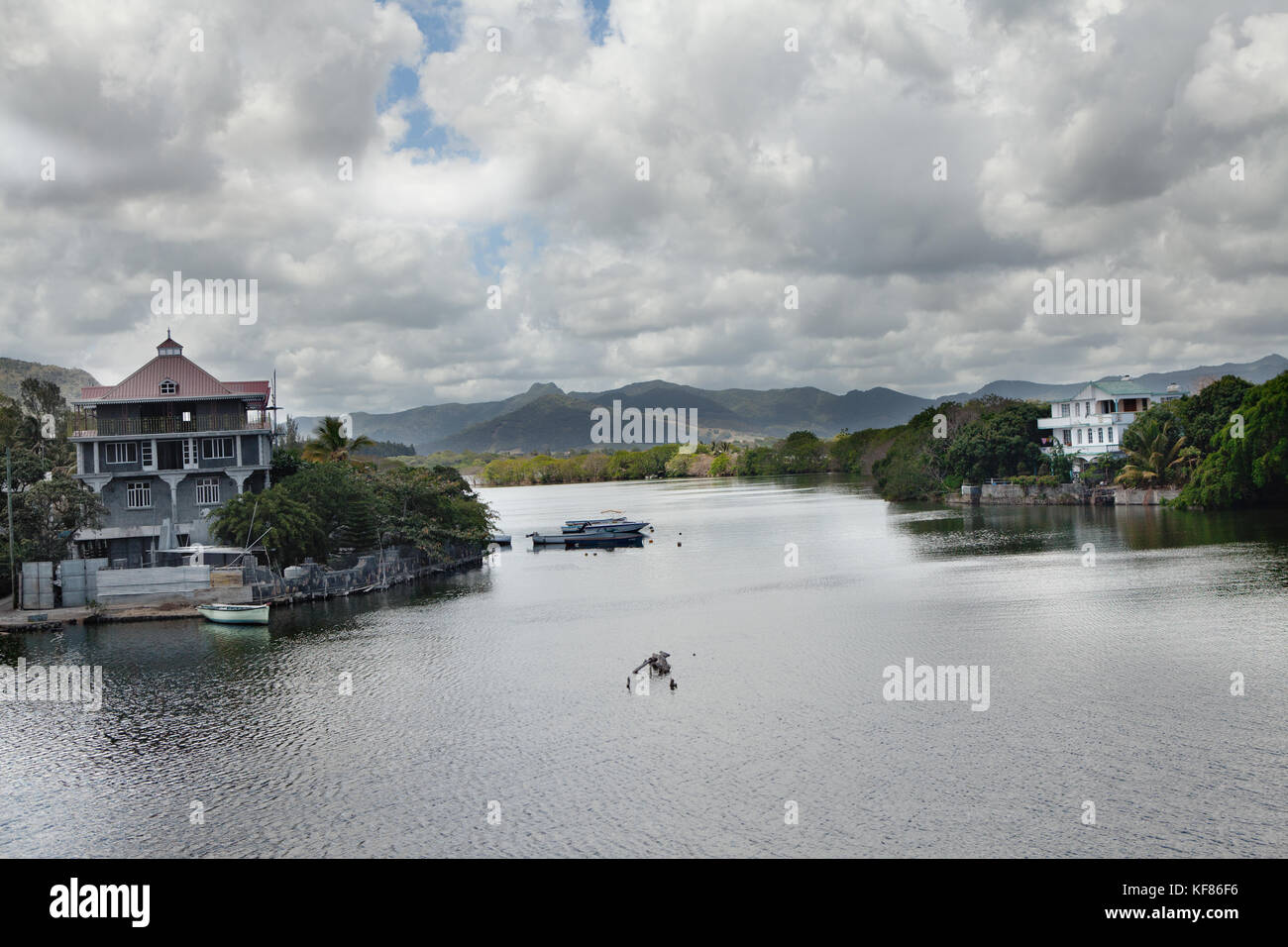 MAURITIUS, homes built on an inlet in on the edge of the town of ...