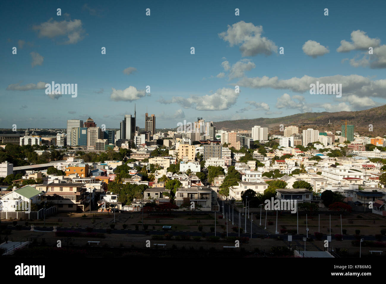 MAURITIUS, a late afternoon view of the capital city of Port Louis ...