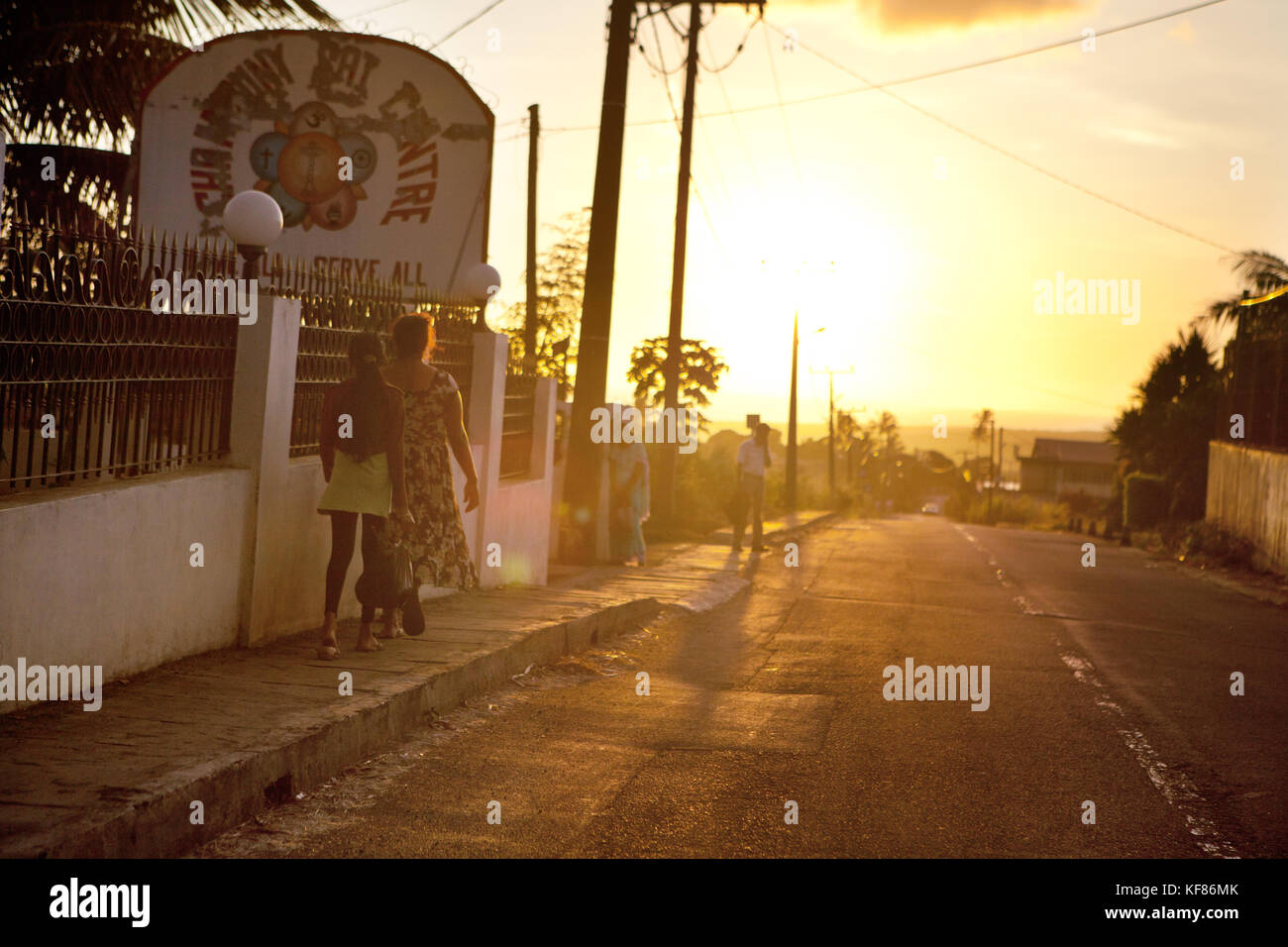 MAURITIUS, driving through a small rural town at sunset Stock Photo - Alamy