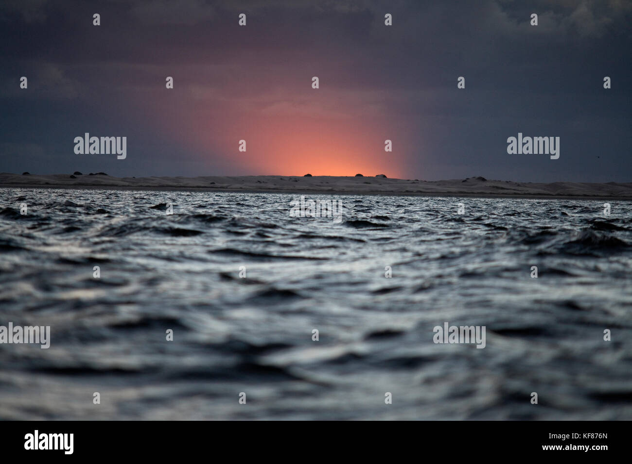 MEXICO, Baja, Magdalena Bay, Pacific Ocean, the ominous sunset seen ...