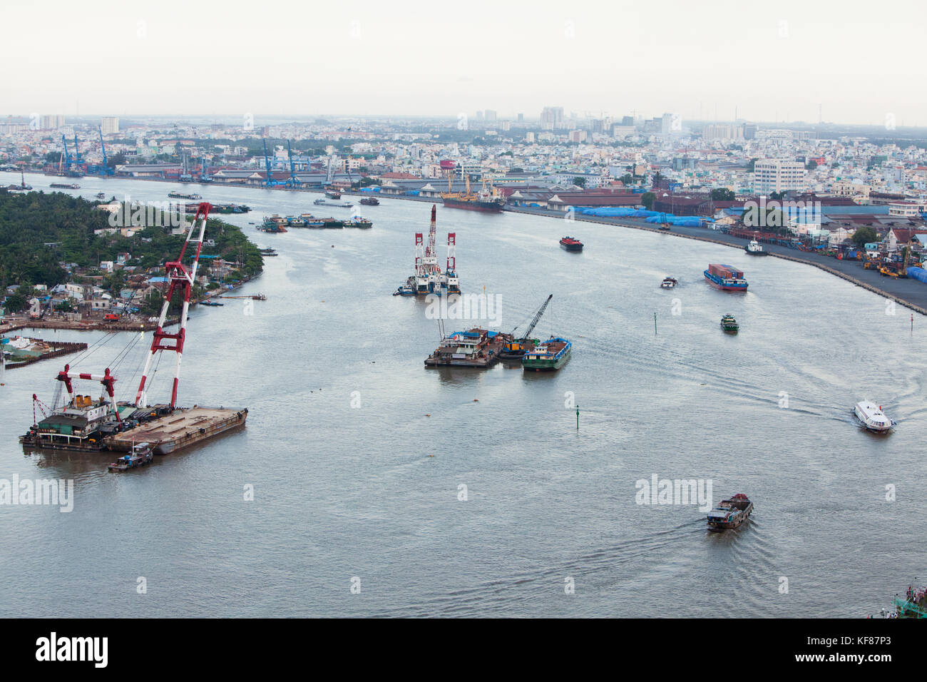 VIETNAM, Saigon, Ho Chi Minh City, an elevated view of the Saigon river ...