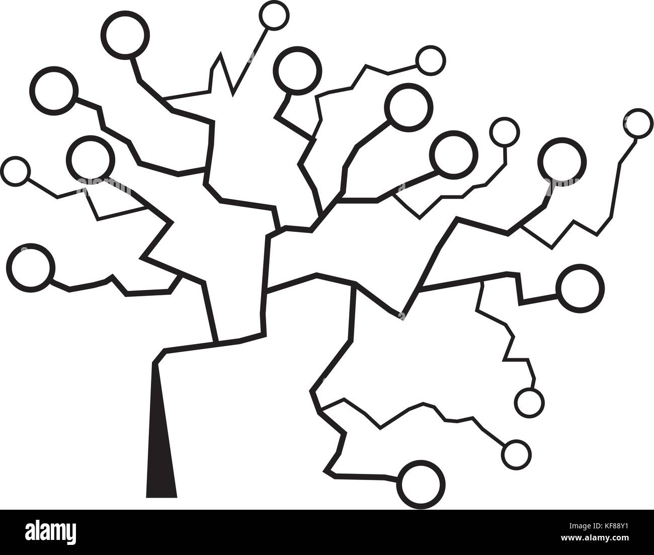 High tech circuit tree concept isolated on white background design ...