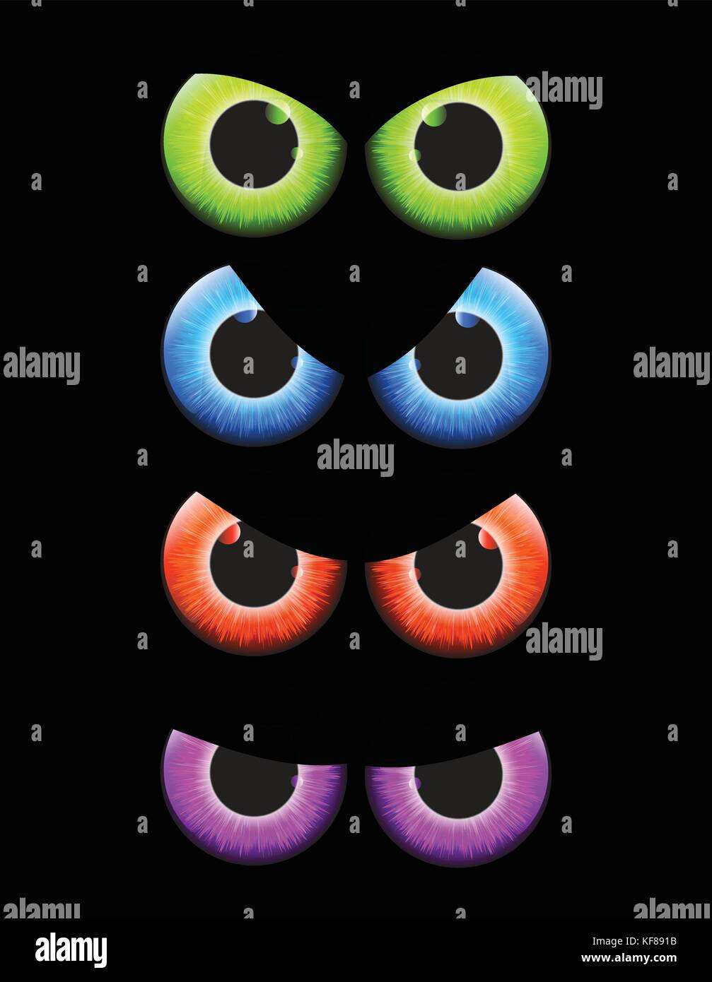 halloween spooky scary eyes vector design isolated on black background ...