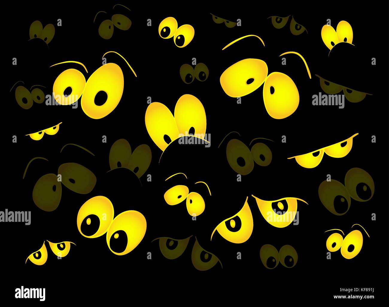 halloween spooky scary eyes vector design isolated on black background ...