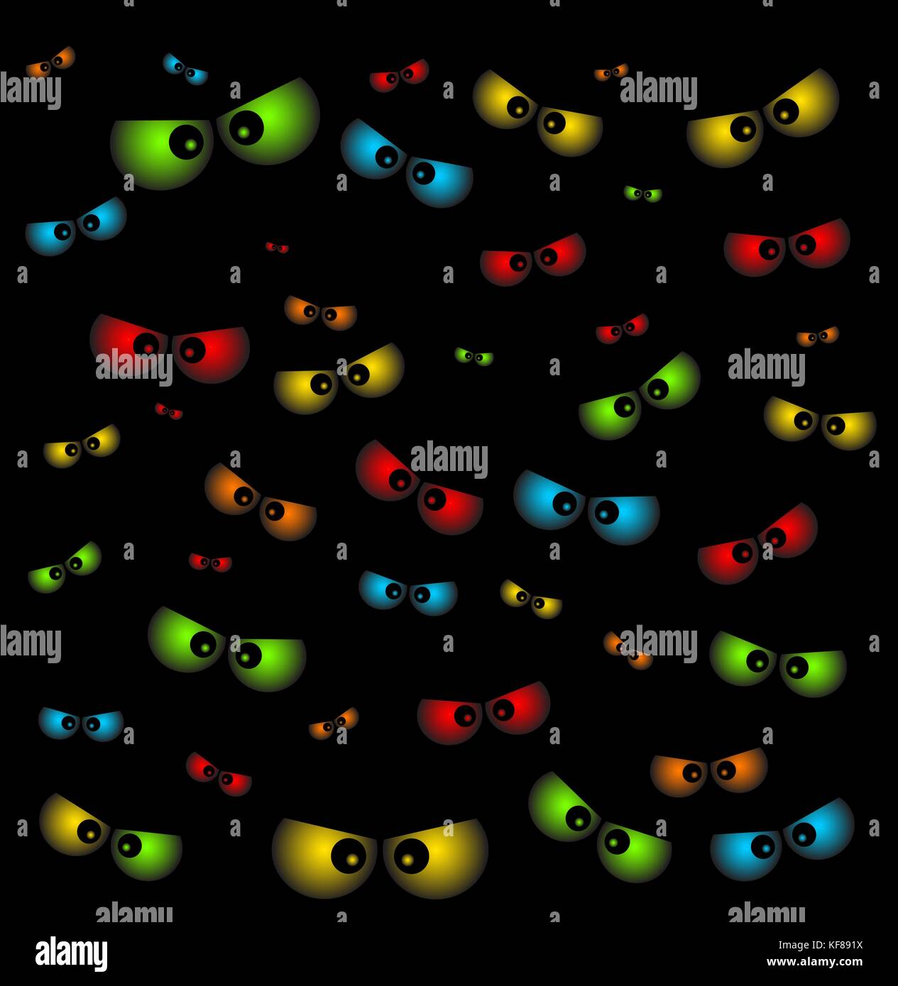 halloween spooky scary eyes vector design isolated on black background ...