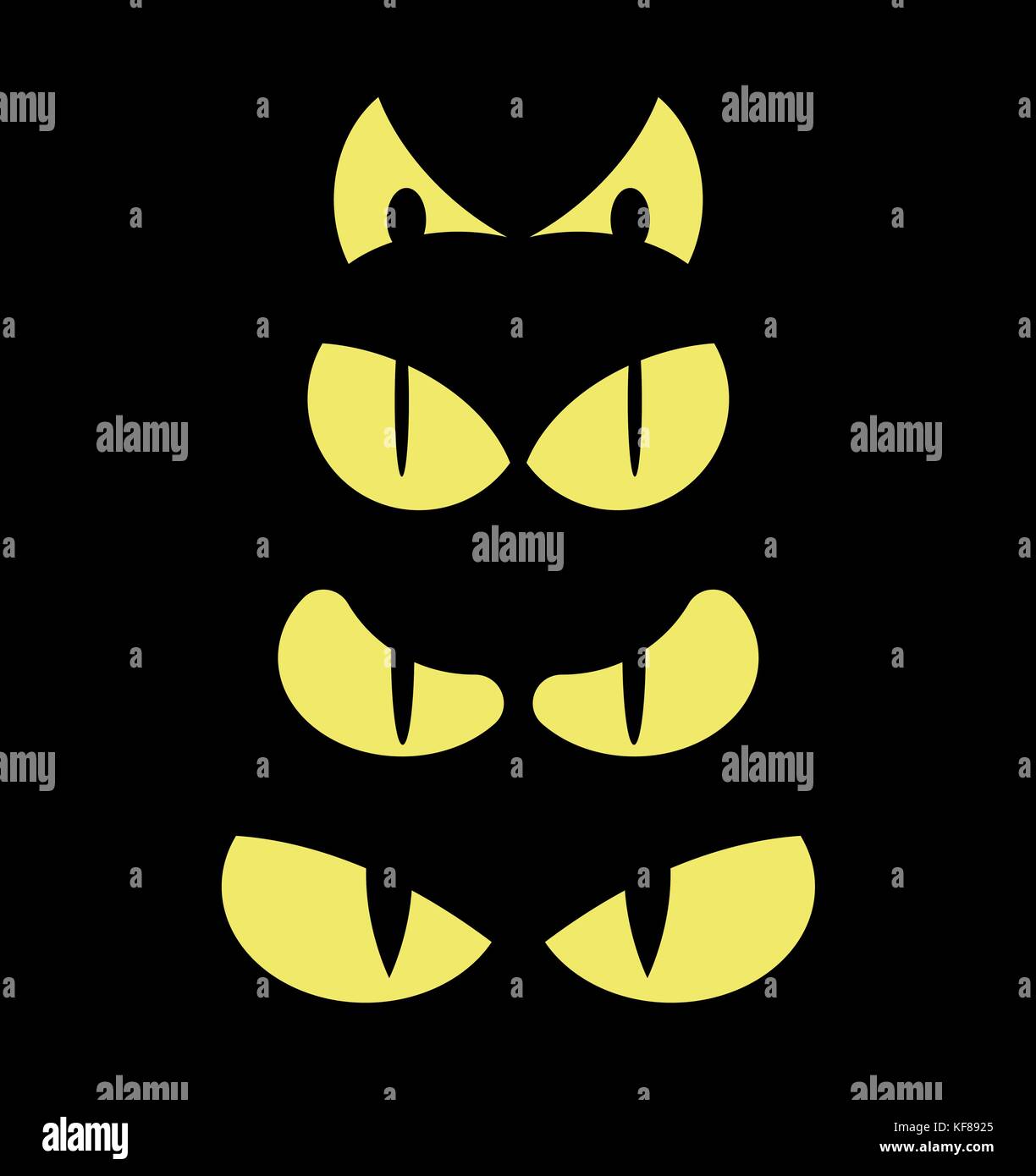 halloween spooky scary eyes vector design isolated on black background ...