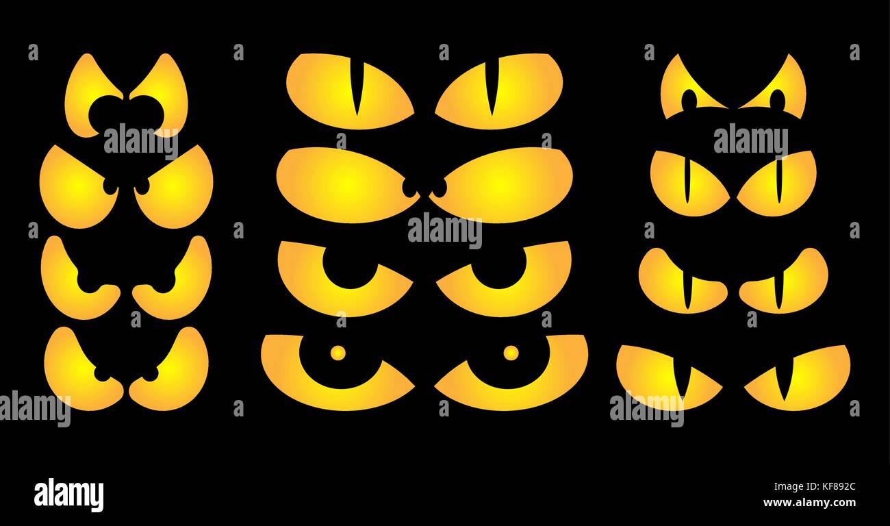 halloween spooky scary eyes vector design isolated on black background ...