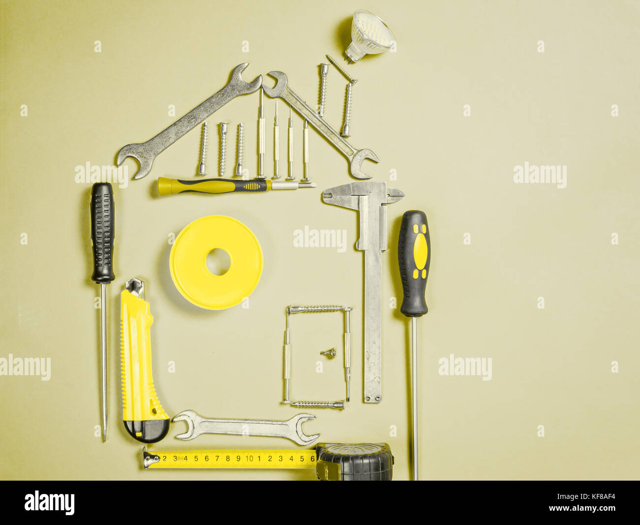 Home improvement concept. Set work hand tool for construction or repair ...