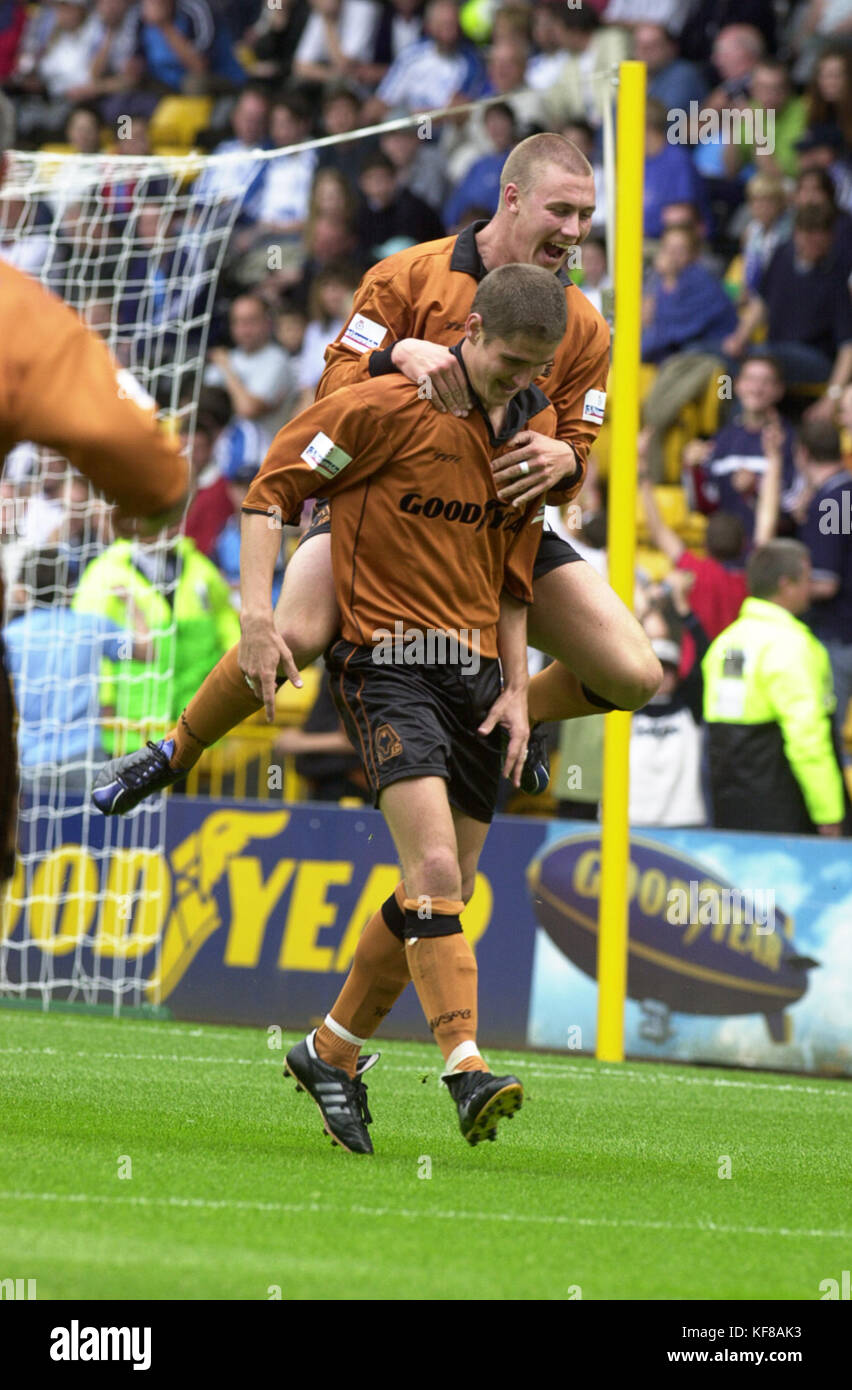 Wolverhampton Wanderers footballer Carl Robinson celebrates with Adam ...