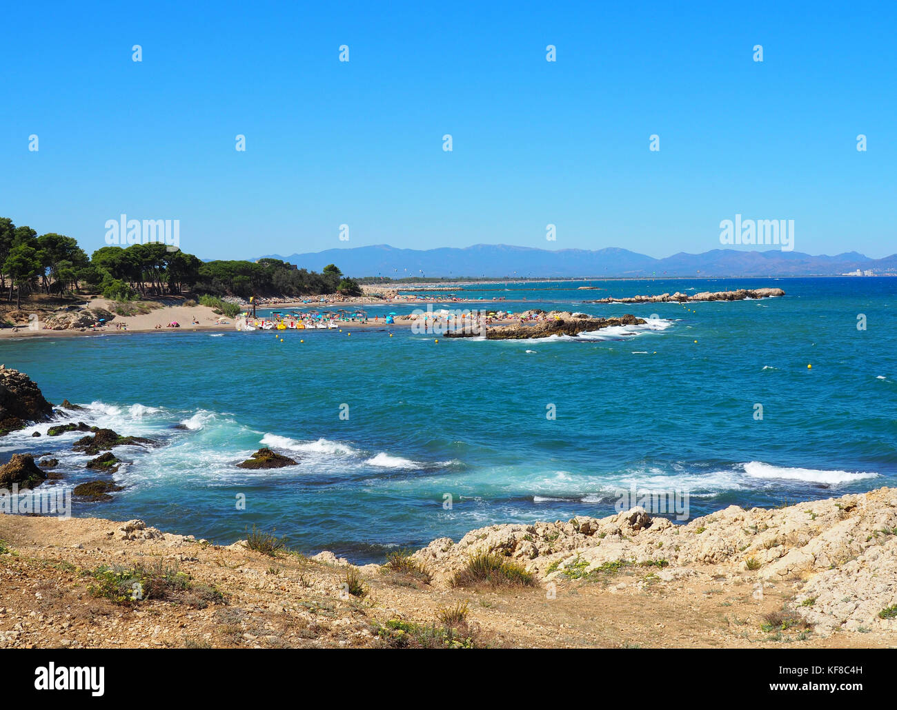 Landscape of the beach in L'Escala, Costa Brava - Girona, Spain Stock ...