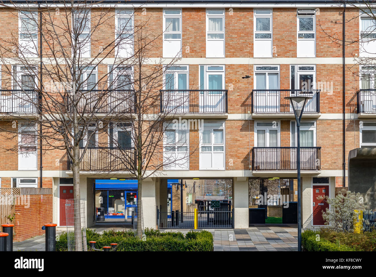 Facade of council housing flats in East London Stock Photo - Alamy