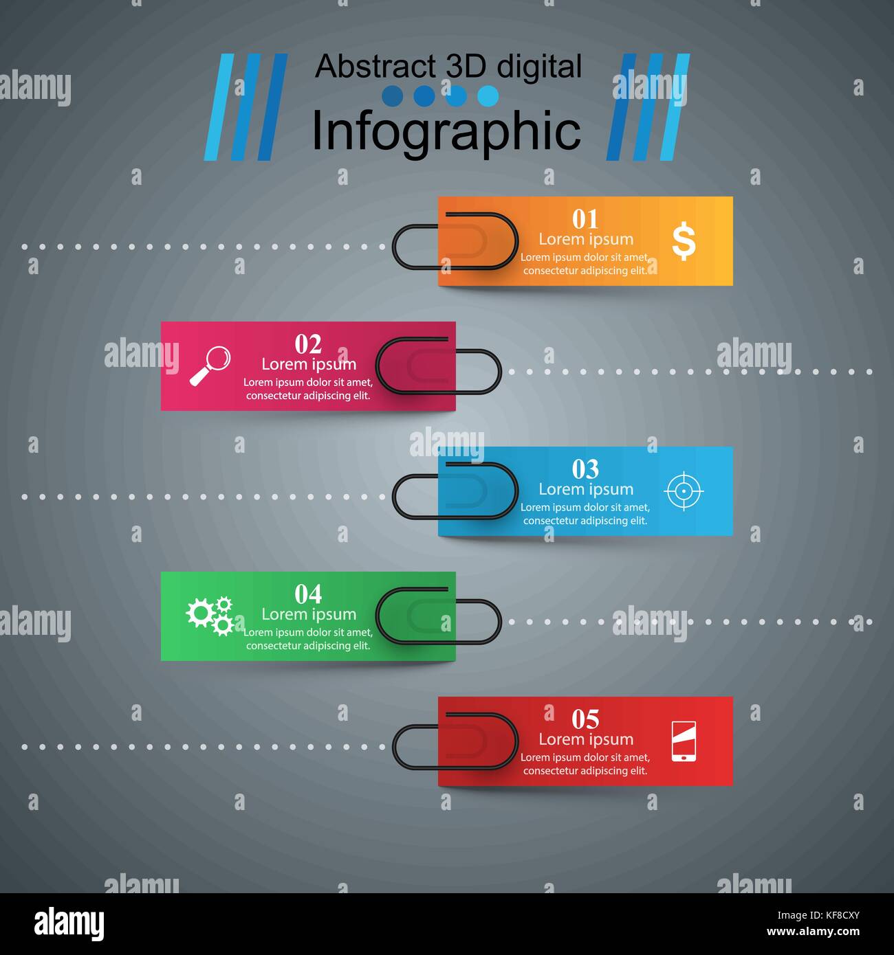 3D infographic design template and clip, pin icons Stock Vector Image ...