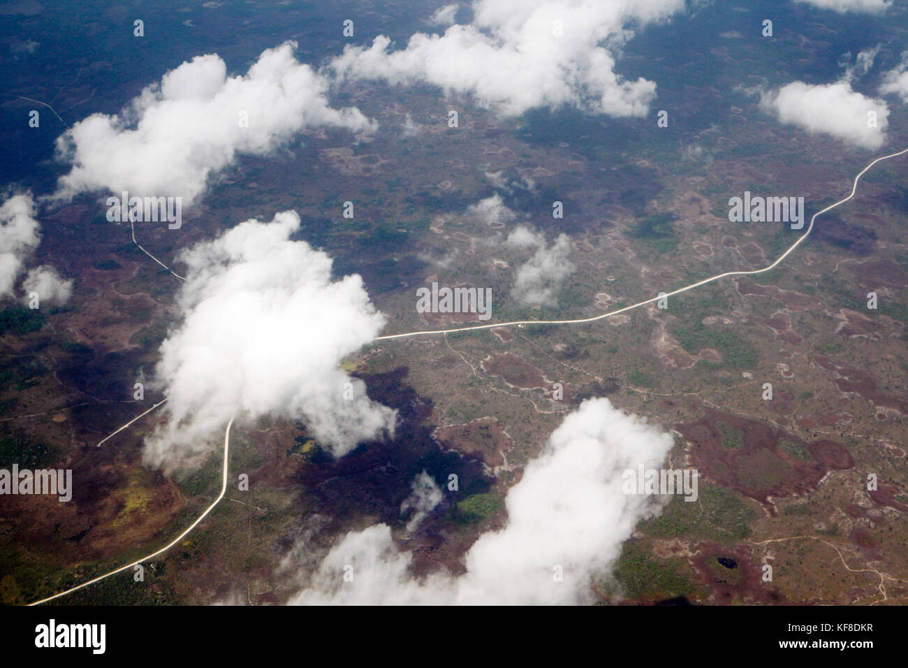 BELIZE, Caye Caulker, aerial view of the countryside near Belize City ...