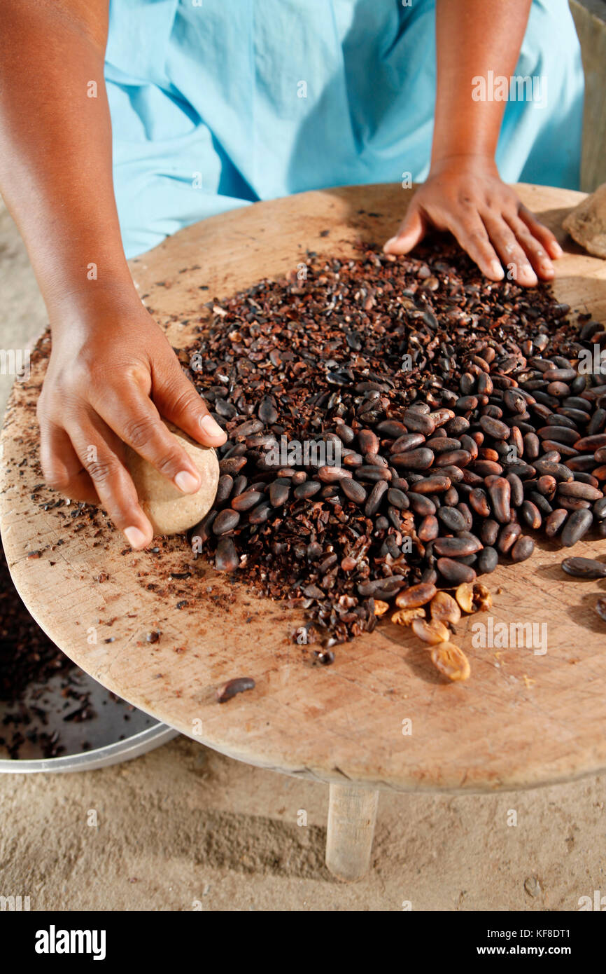 BELIZE, Punta Gorda, Village of San Pedro Colombia, grinding and ...