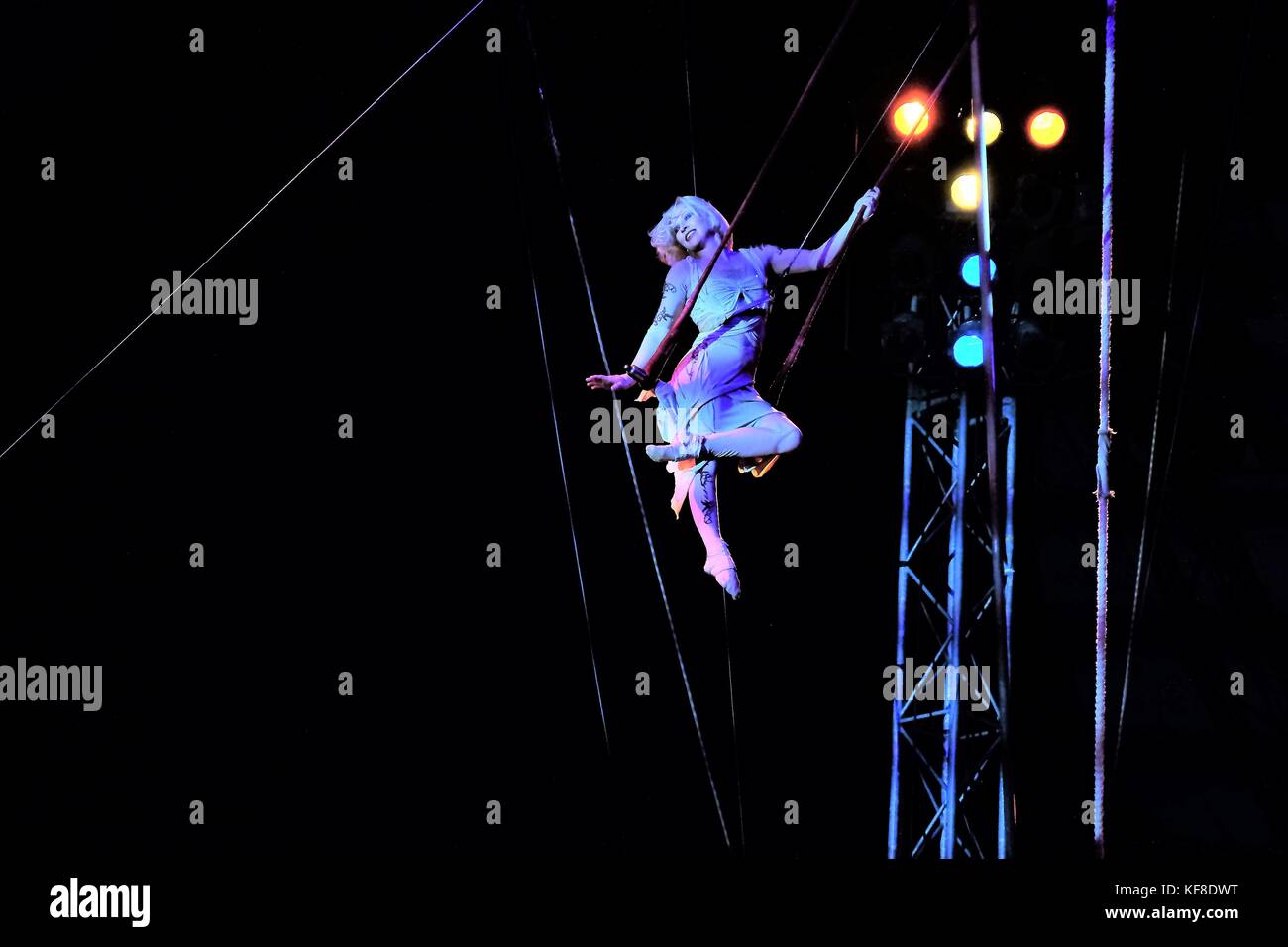 circus trapeze artist on swing Stock Photo - Alamy