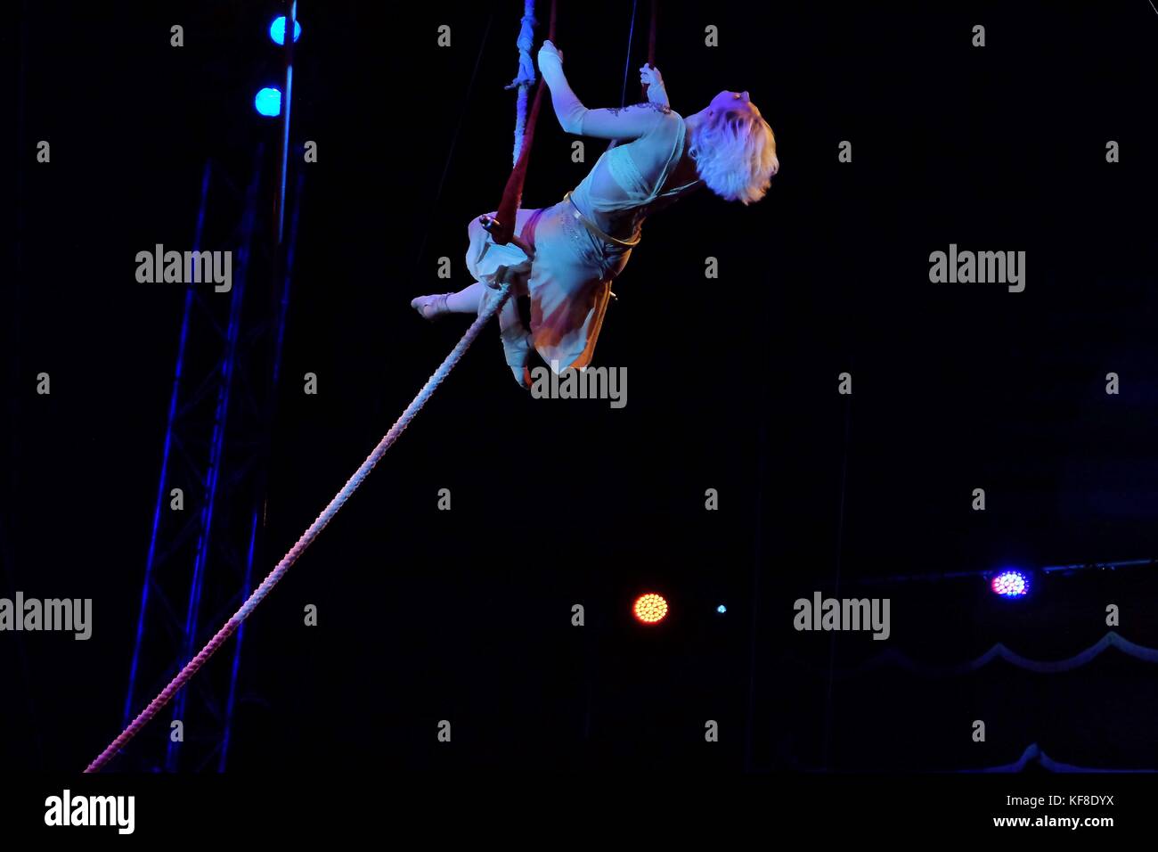 circus trapeze artist on swing Stock Photo - Alamy