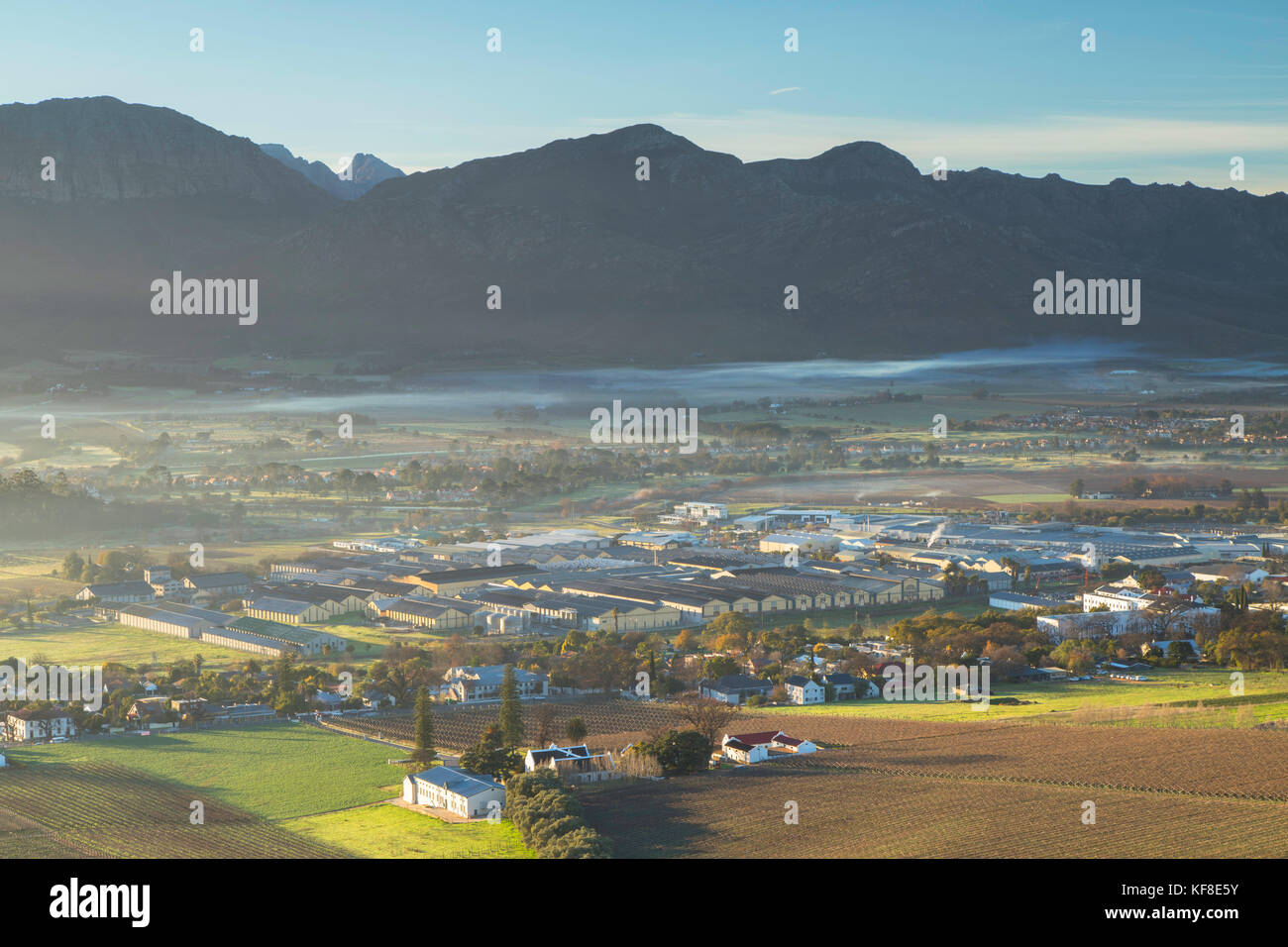 Paarl Valley at sunrise, Paarl, Western Cape, South Africa Stock Photo ...