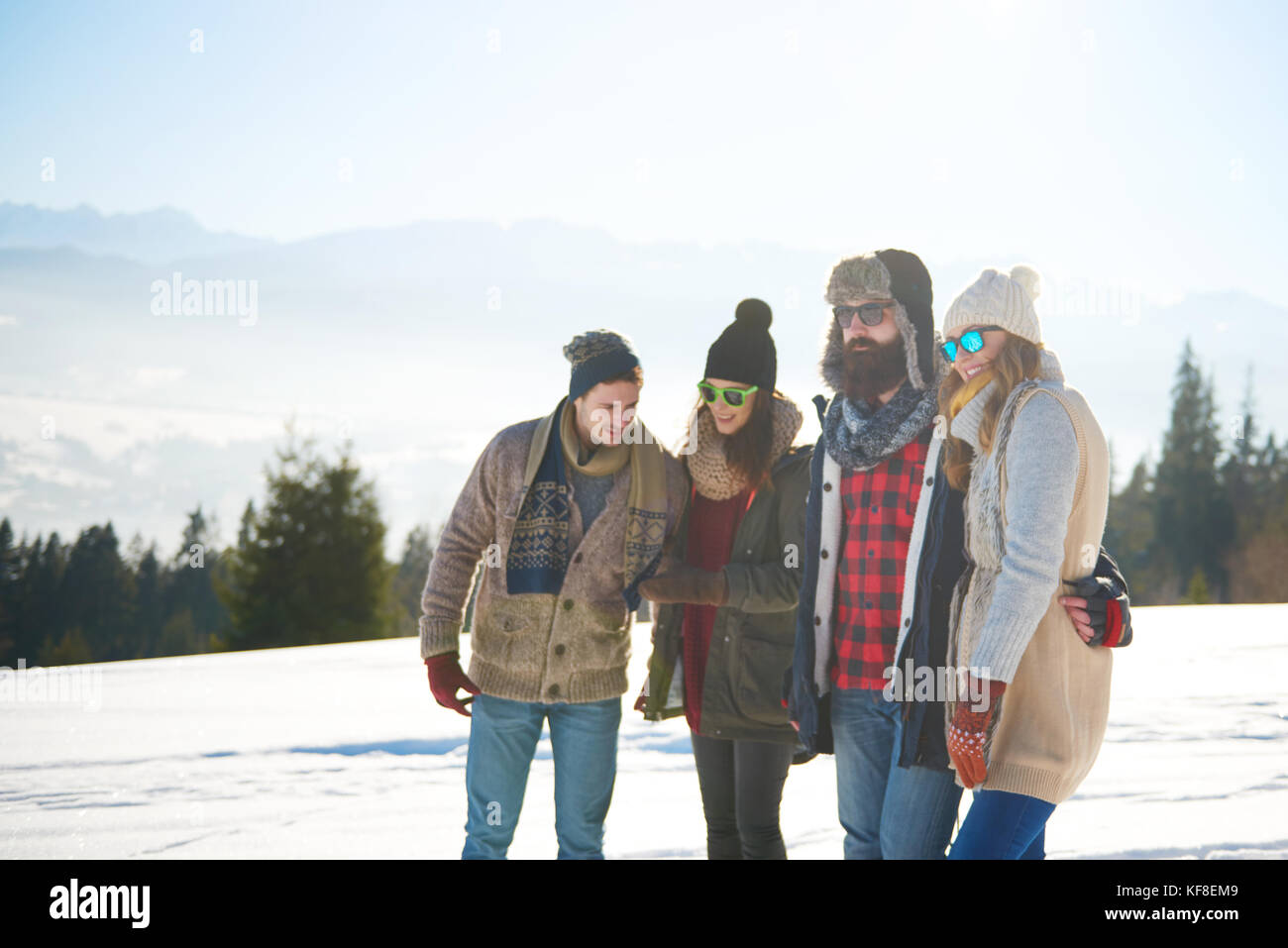 Friends admiring the beautiful view Stock Photo - Alamy