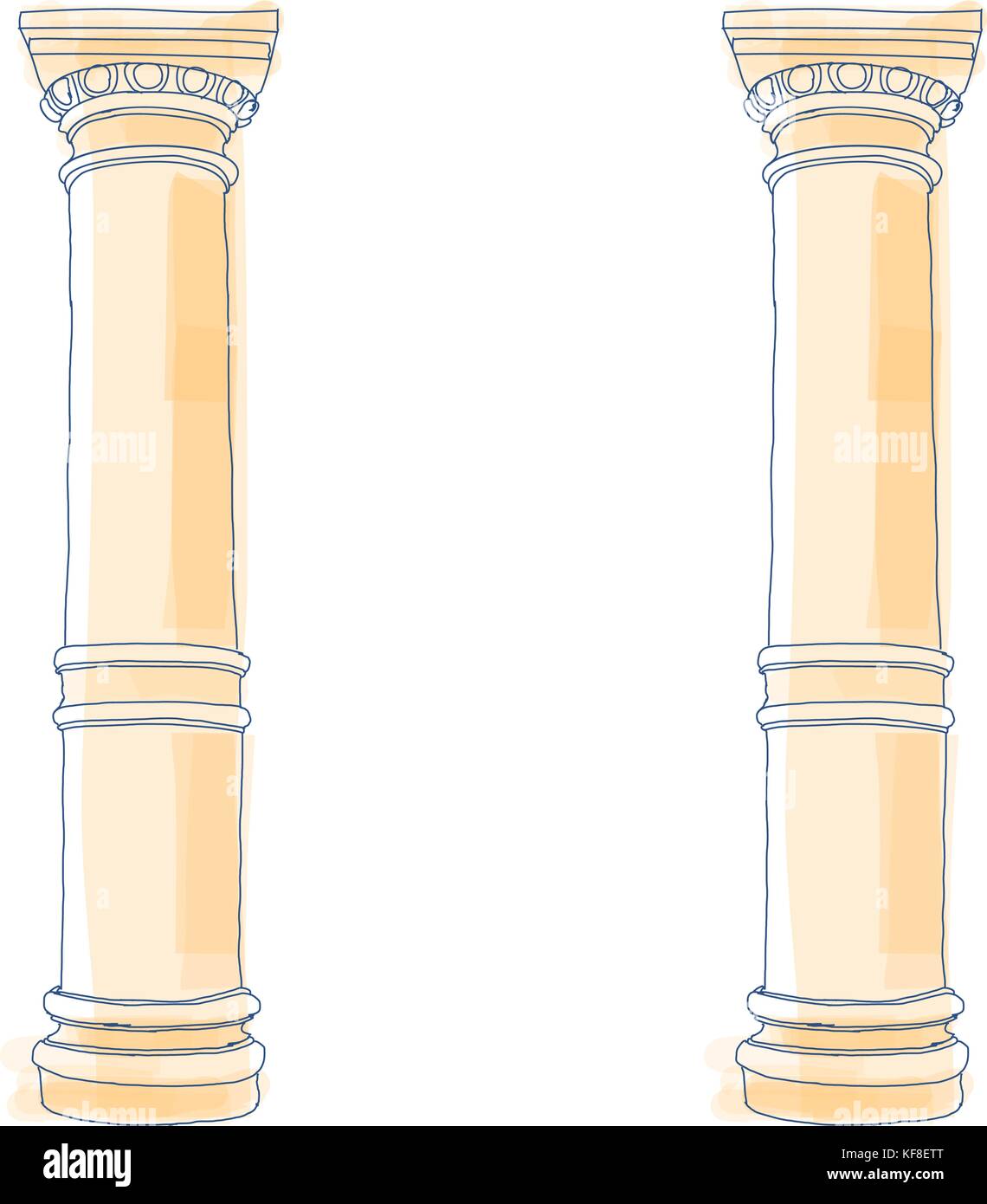 Stylized Greek doodle column Doric Ionic Corinthian columns. Vector ...