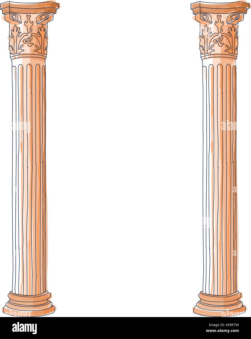 Stylized Greek doodle column Doric Ionic Corinthian columns. Vector ...