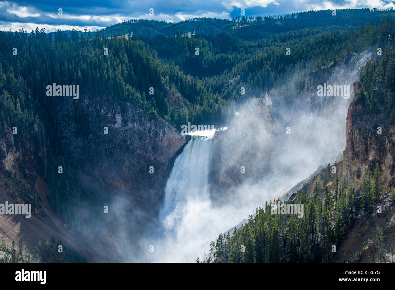 The upper falls in the grand canyon of Yellowstone in the Yellowstone ...